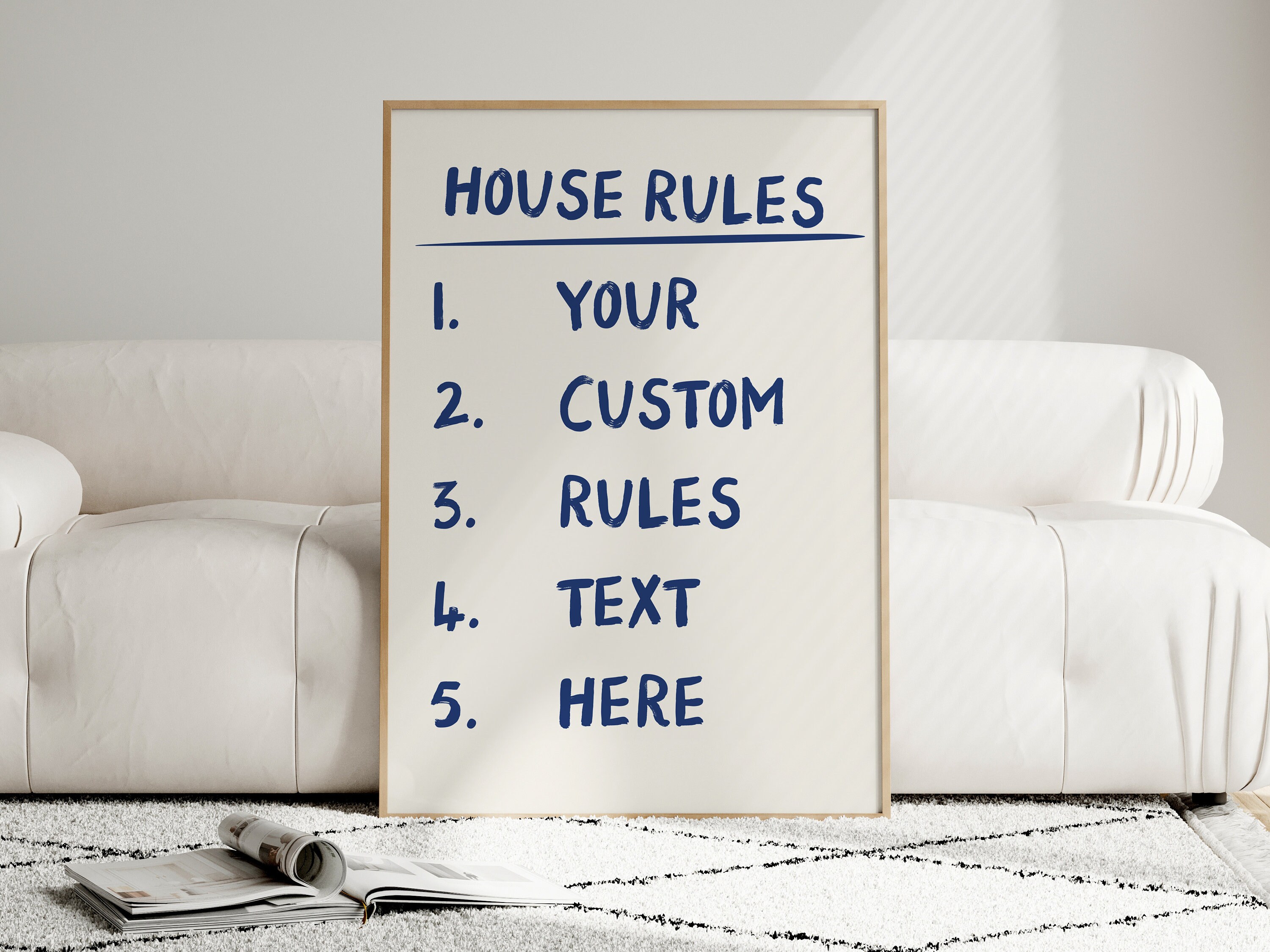 Your Custom Home Rules Text Here, Printable Trendy Poster, Design Your ...