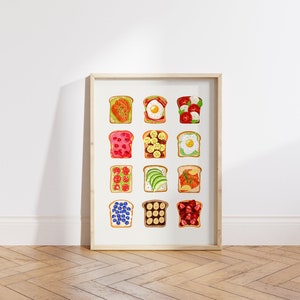 Toast Breakfast Poster Print, Avocado Toast Poster, Toast Lover Gift ...