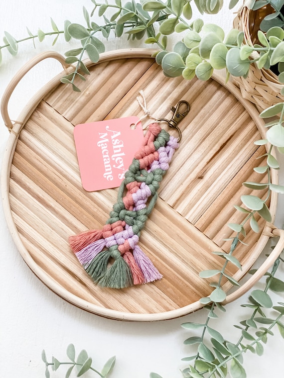 Custom Macrame Keychain MADE TO ORDER Choose Your Color - Etsy