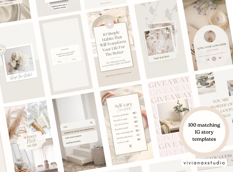270 Instagram Templates Neutral Social Media Templates - Etsy