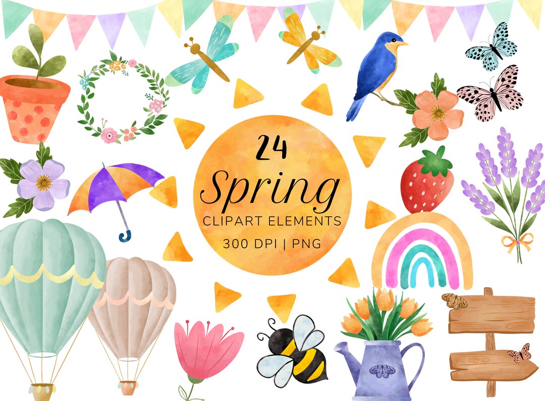 Watercolor Spring Clipart Element-instant Download Png-bumblebee ...