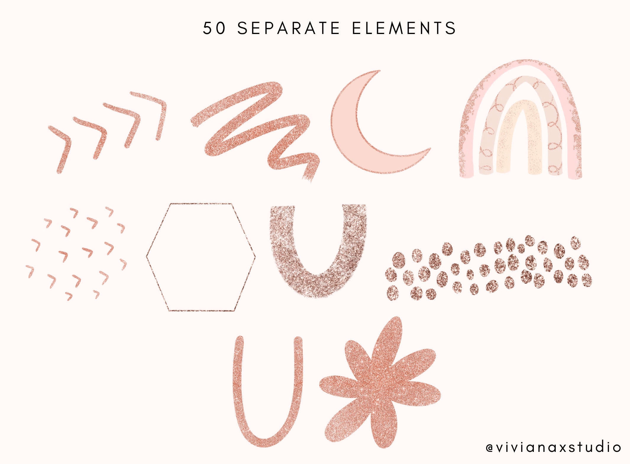 Rose Gold Glitter Clipart Glitter Png Glitter Graphic | Etsy India