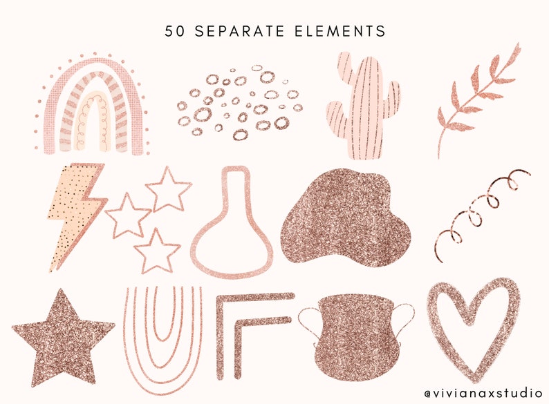 Rose Gold Glitter Clipart Glitter Png Glitter Graphic | Etsy