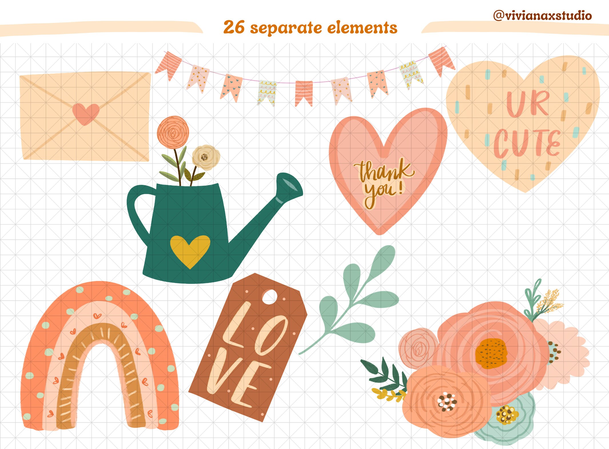 Valentines Day Clipart Boho Chic Bohemian Pink Hearts Gifts - Etsy