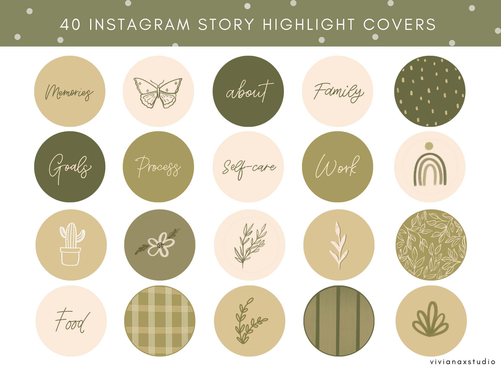 40 Instagram Highlight Covers Green Highlight Icons Boho - Etsy 日本