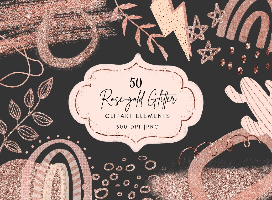 Rose Gold Glitter Clipart Glitter Png Glitter Graphic - Etsy Canada