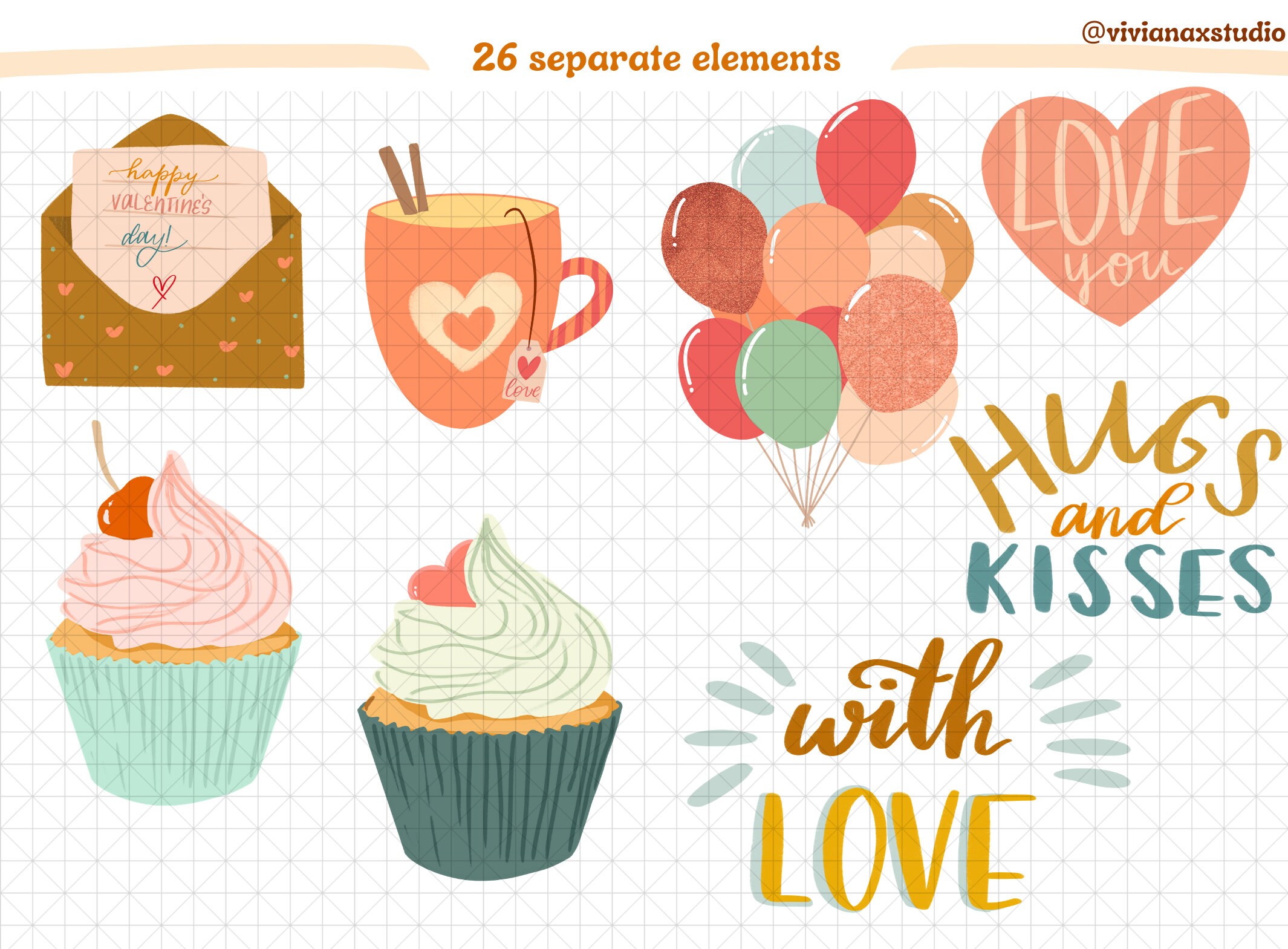 Valentines Day Clipart Boho Chic Bohemian Pink Hearts Gifts | Etsy