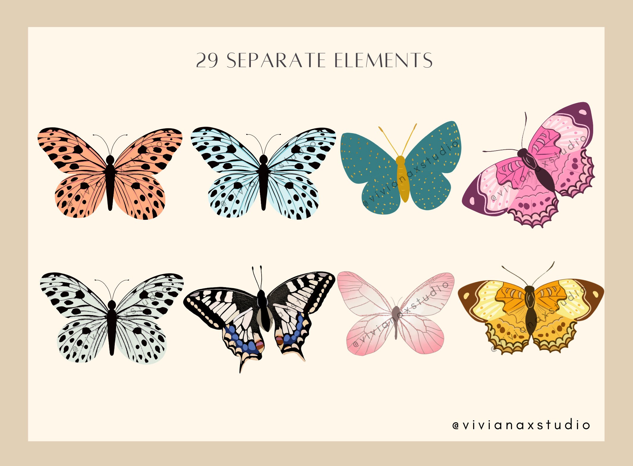 Butterfly Clipart Boho Butterfly clipart glitter Instant | Etsy