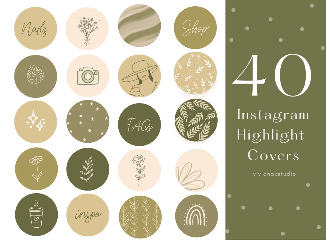 40 Instagram Highlight Covers | Green Highlight Icons | Boho Instagram ...