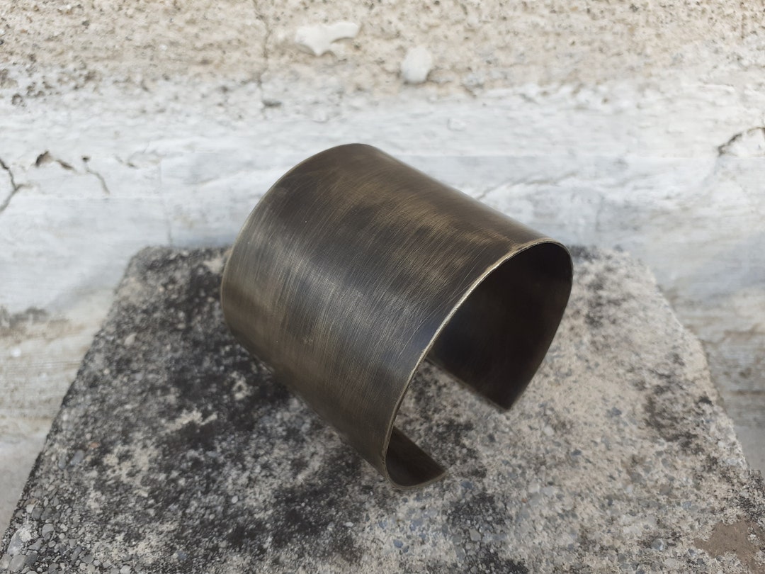 Silver Grey Cuff, Minimal Silver Black Cuff, Industrial Silver German ...