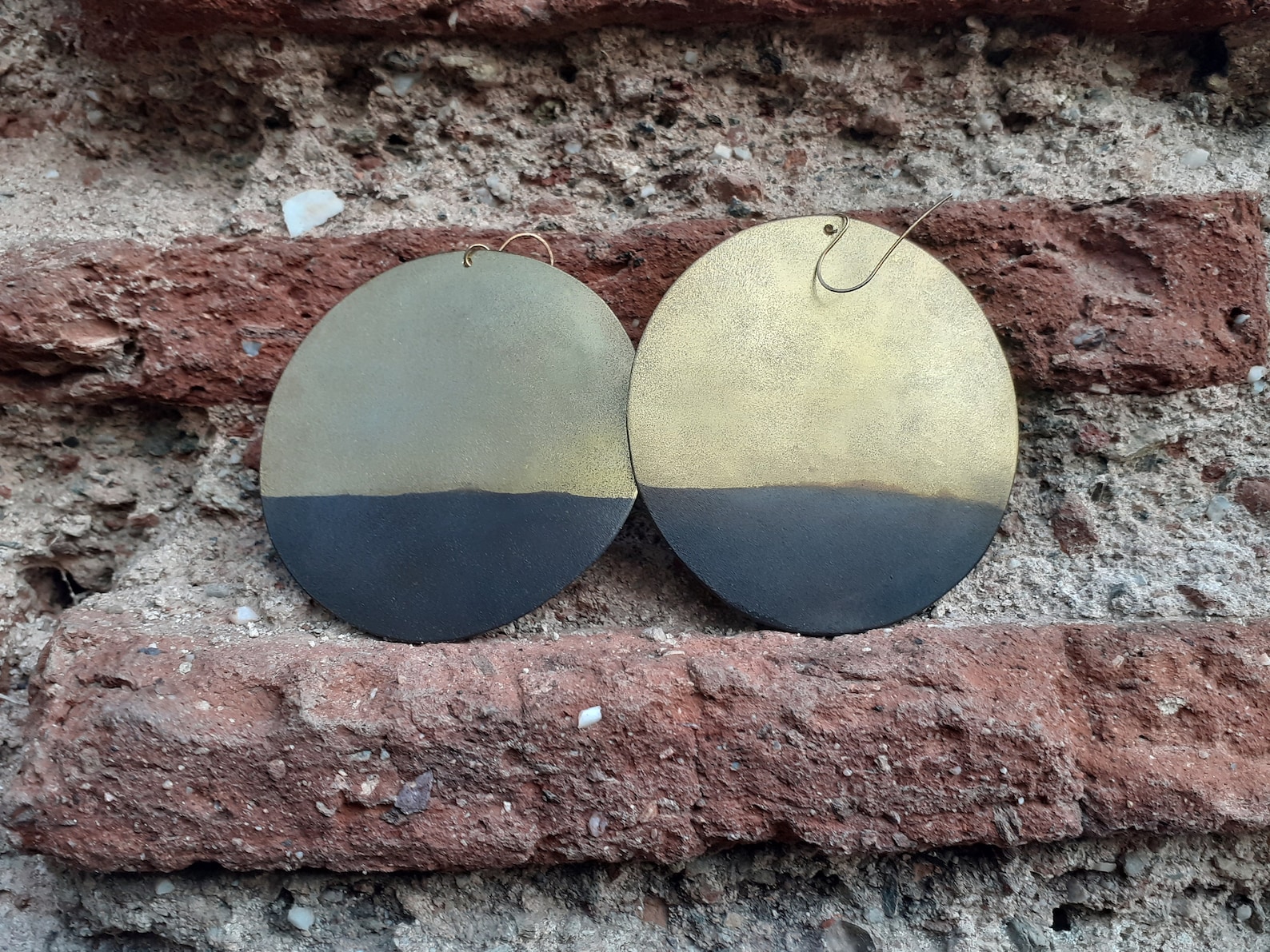 Oversized Black Gold Discs Big African Brass Discs - Etsy