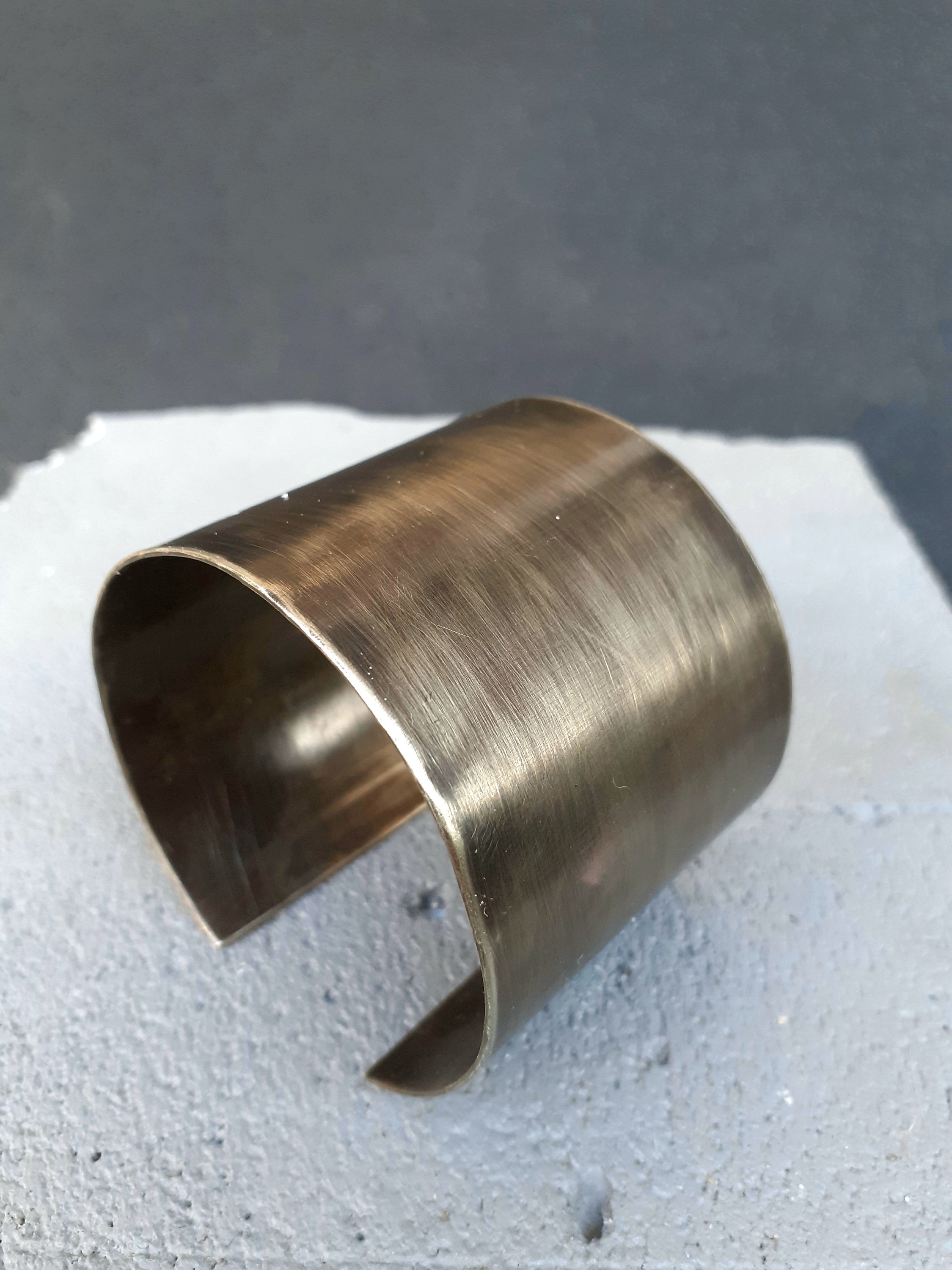 Silver Grey Cuff Minimal Silver Black Cuff Industrial | Etsy