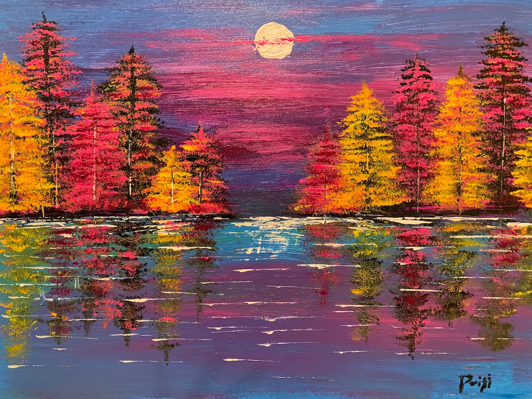 FALL LANDSCAPE PAINTING, Tree, Modern,abstract, Original, Painting on ...