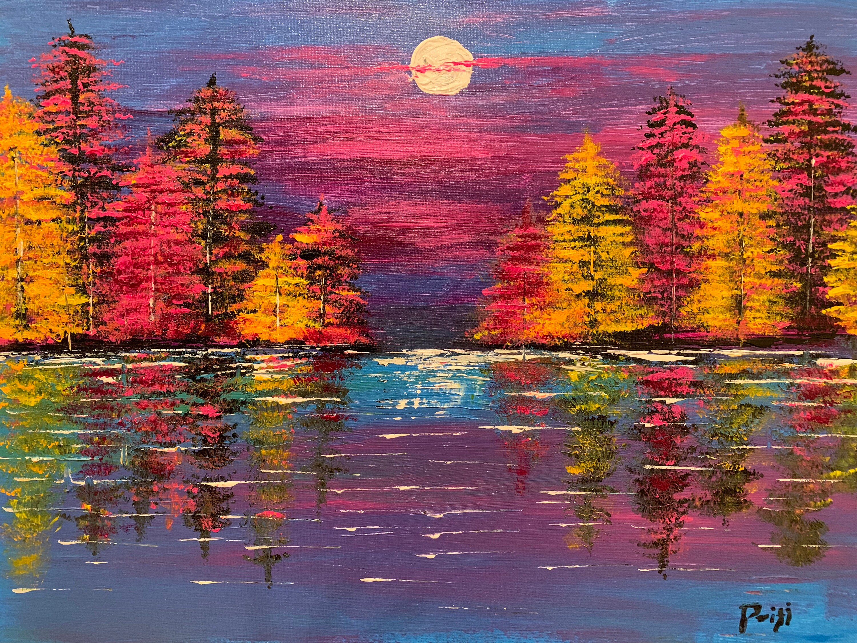 FALL LANDSCAPE PAINTING, Tree, Modern,abstract, Original, Painting on ...