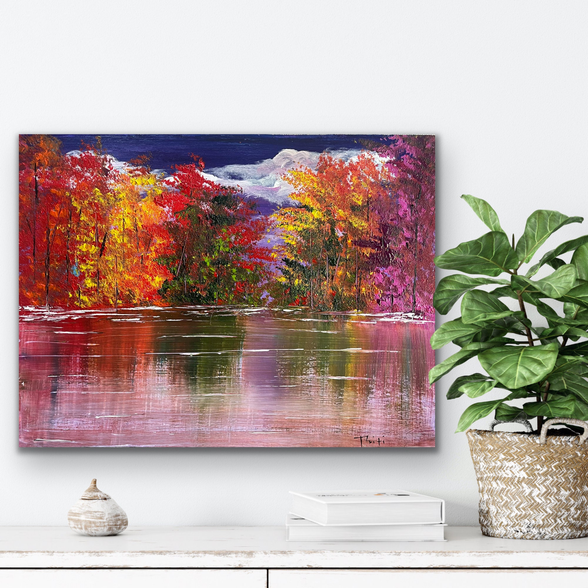 FALL LANDSCAPE PAINTING, Tree, Autumn, Modern,abstract, Original ...