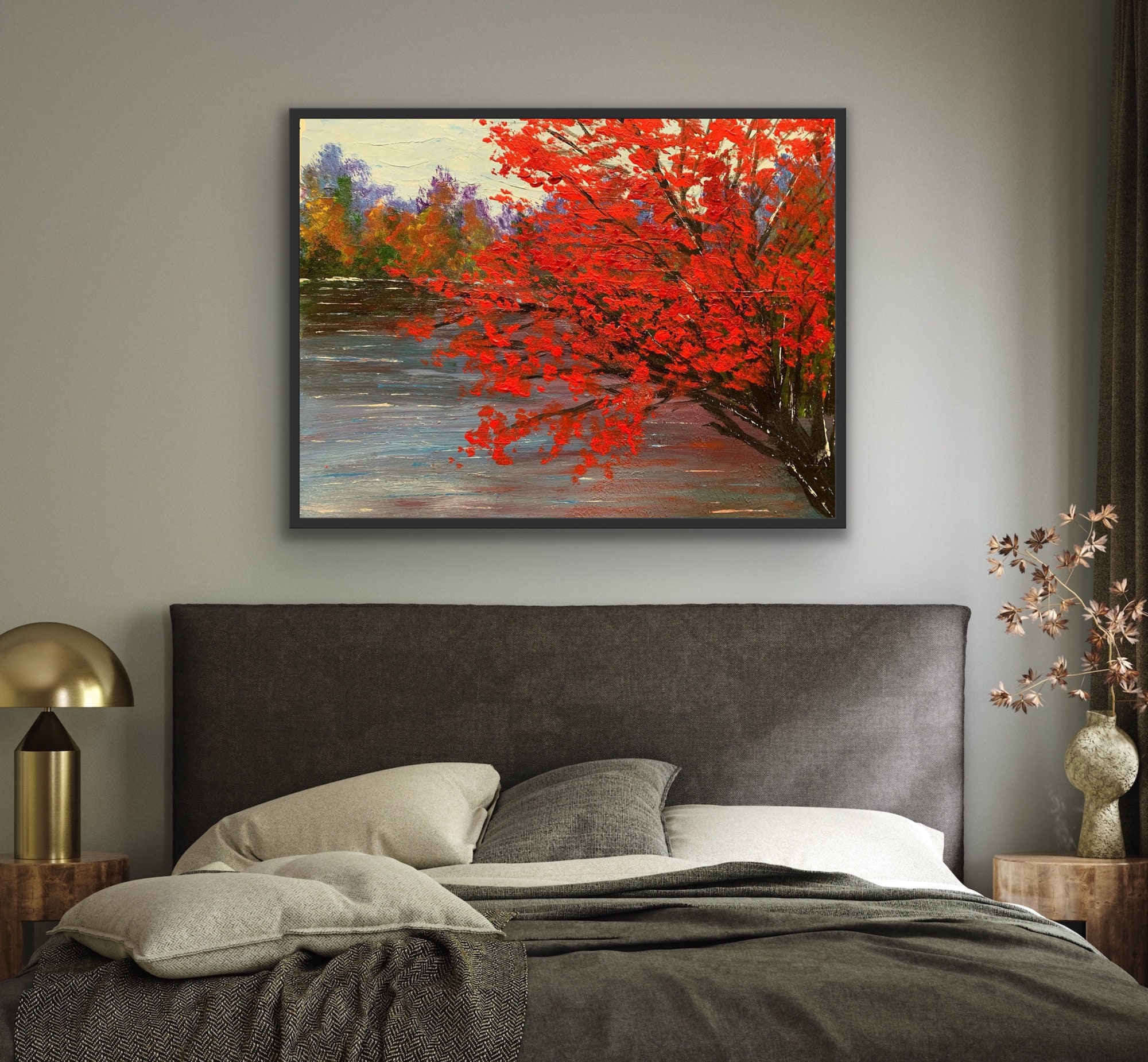 FALL LANDSCAPE PAINTING, Tree, Modern,abstract, Original, Painting on ...