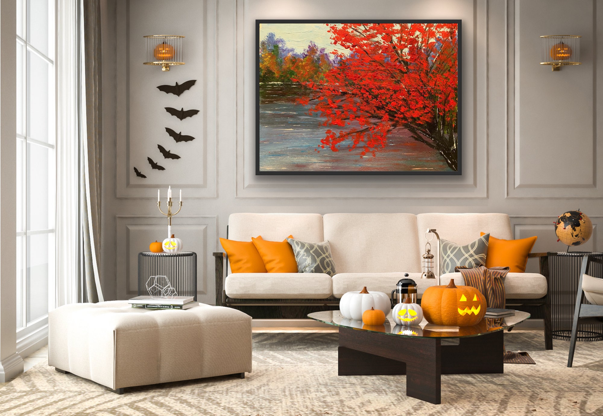 FALL LANDSCAPE PAINTING, Tree, Modern,abstract, Original, Painting on ...