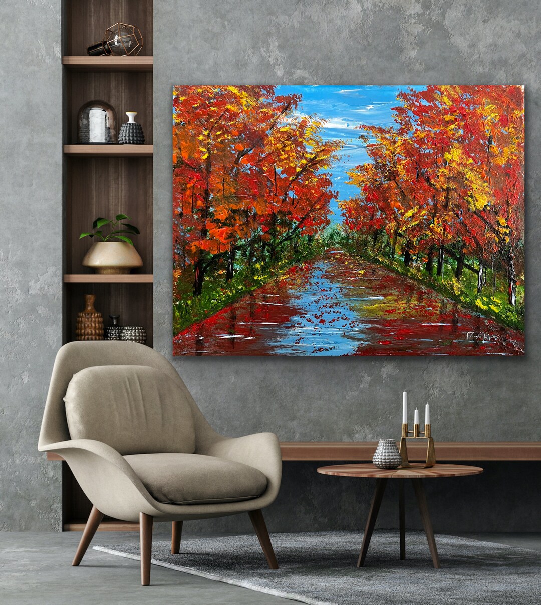 FALL LANDSCAPE PAINTING, Tree, Original, Modern,abstract, Painting on ...