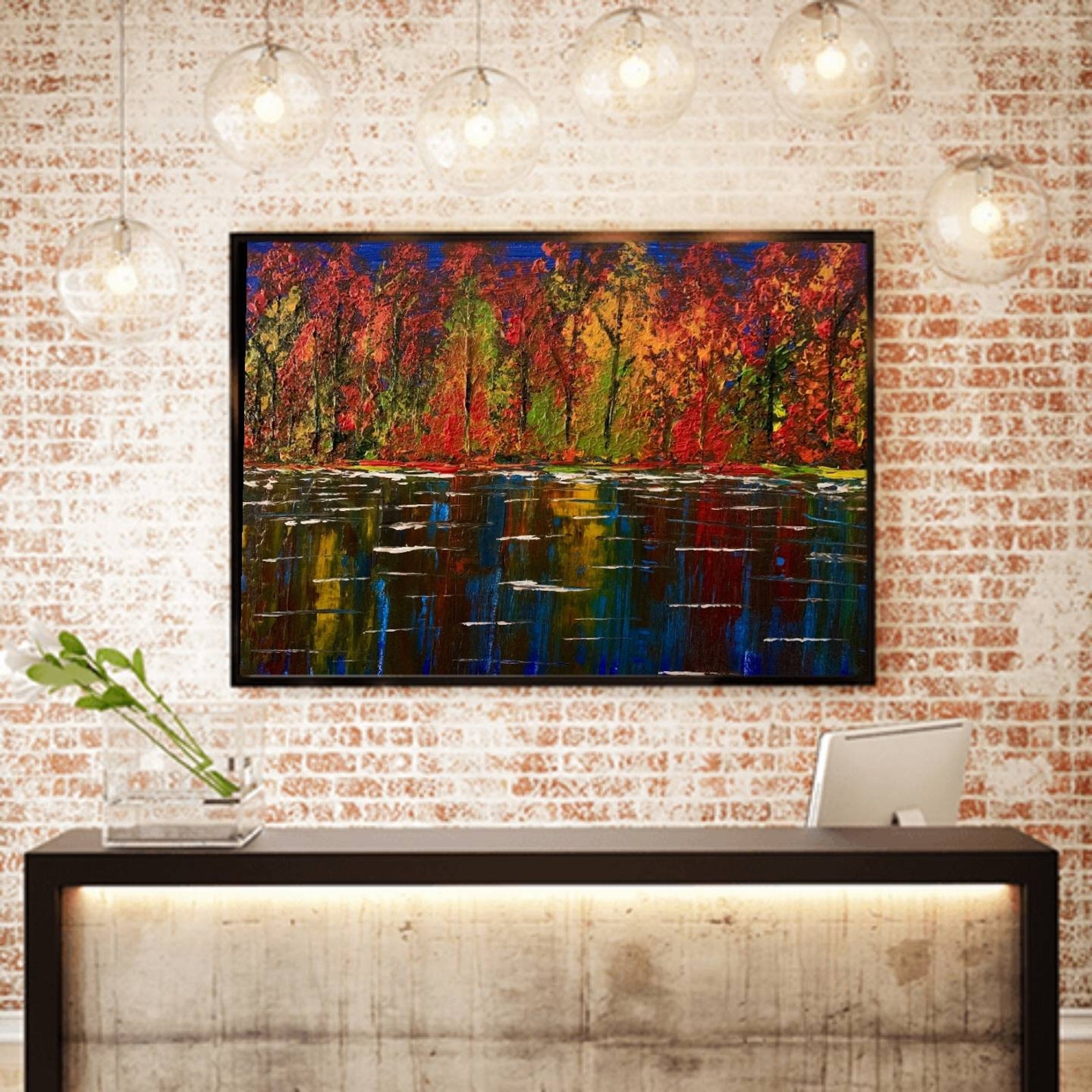 FALL LANDSCAPE PAINTING, Tree, Modern,abstract, Original, Painting on ...