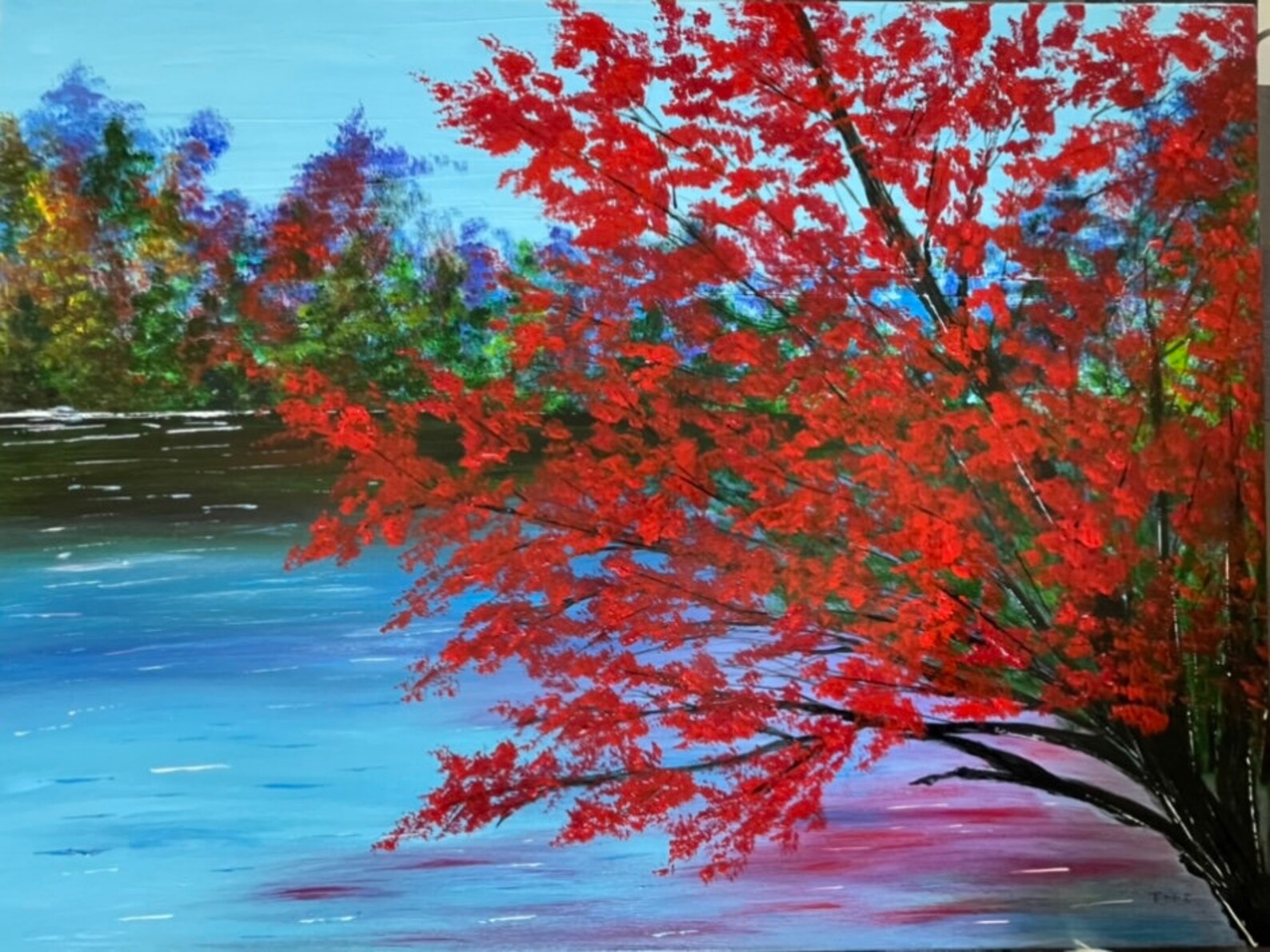 FALL LANDSCAPE PAINTING Tree Modernabstract Original - Etsy