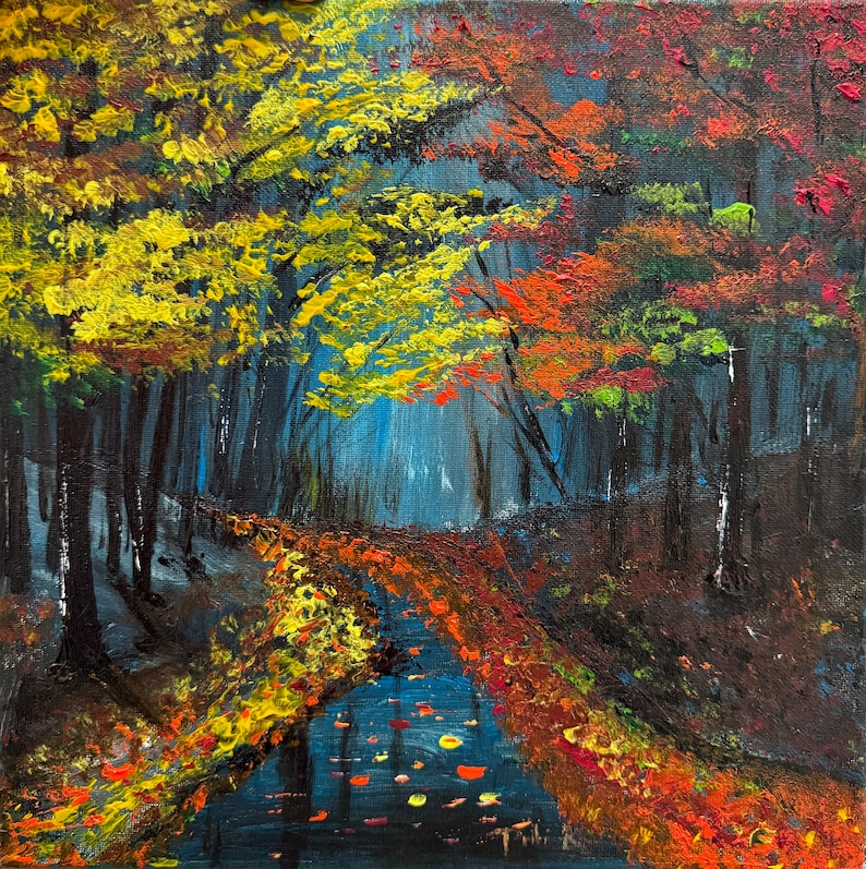 FALL LANDSCAPE PAINTING, Tree, Autumn, Modern,abstract, Original ...