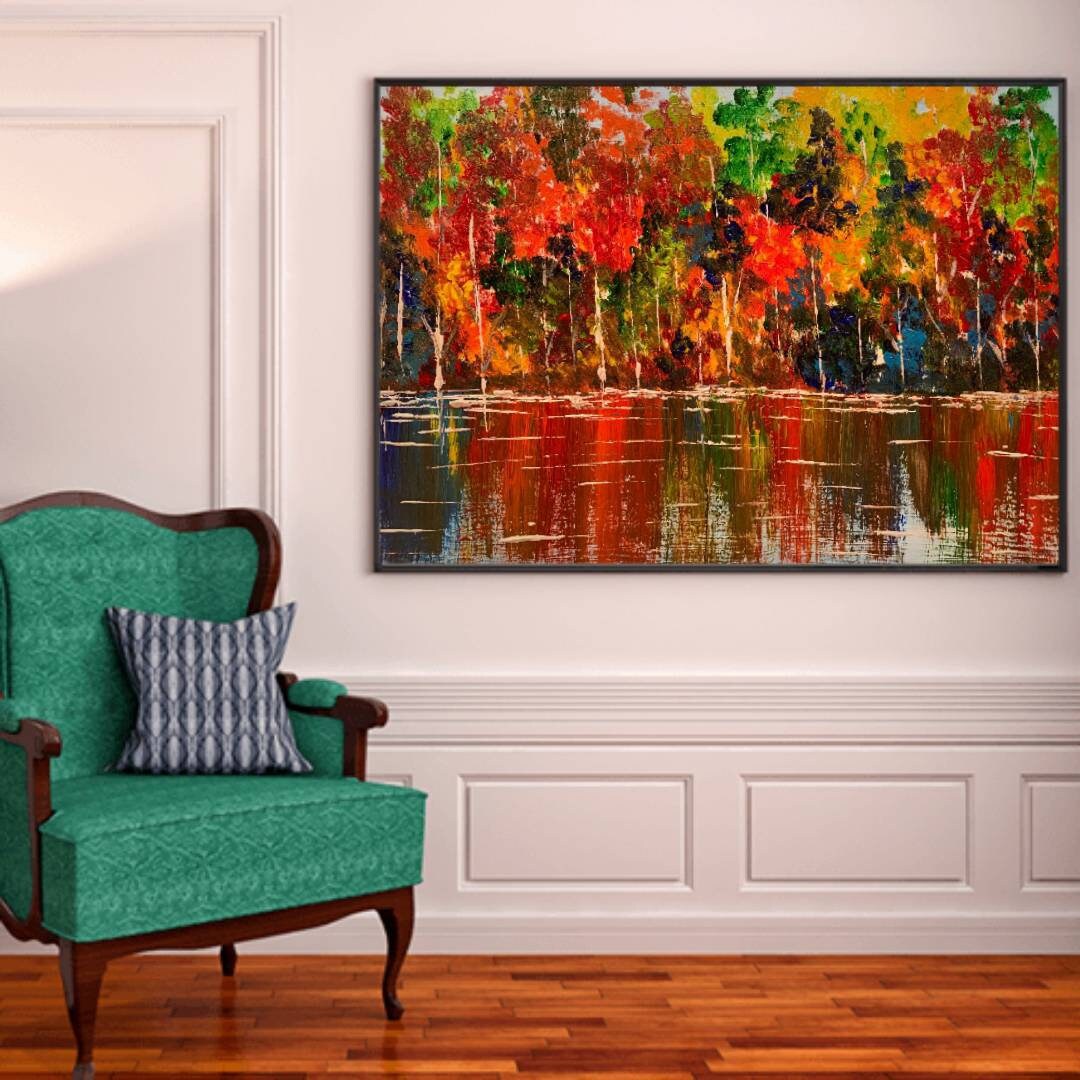 FALL LANDSCAPE PAINTING, Tree, Autumn, Modern,abstract, Original ...