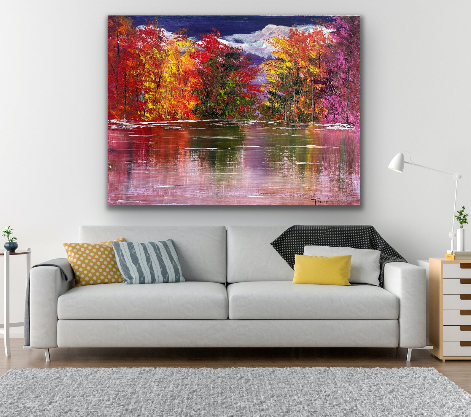 FALL LANDSCAPE PAINTING, Tree, Autumn, Modern,abstract, Original ...
