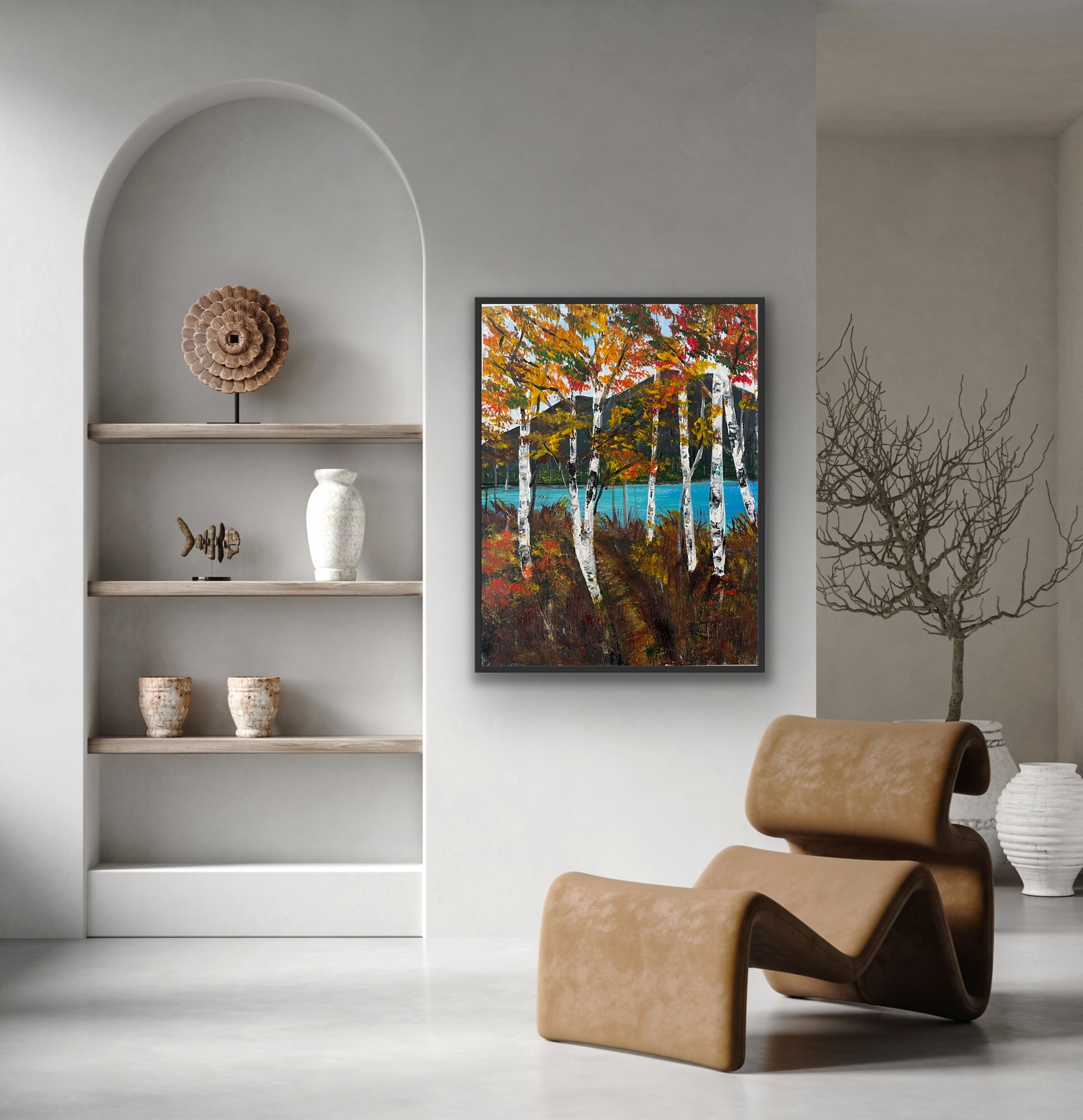 FALL LANDSCAPE PAINTING, Tree, Modern,abstract, Original, Painting on ...