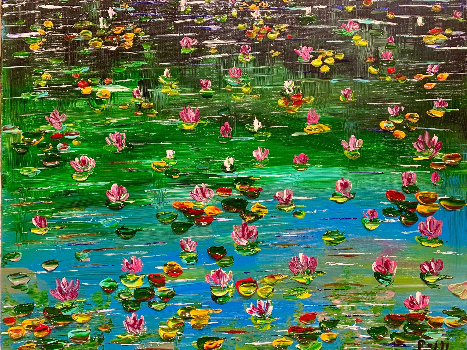 LANDSCAPE PAINTING, Lily Pad, Modern,abstract, Original, Painting on ...