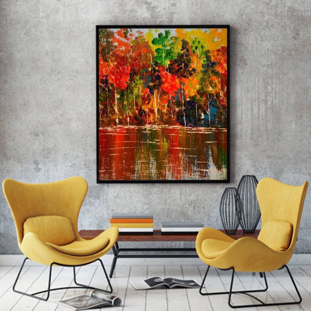 FALL LANDSCAPE PAINTING, Tree, Autumn, Modern,abstract, Original ...