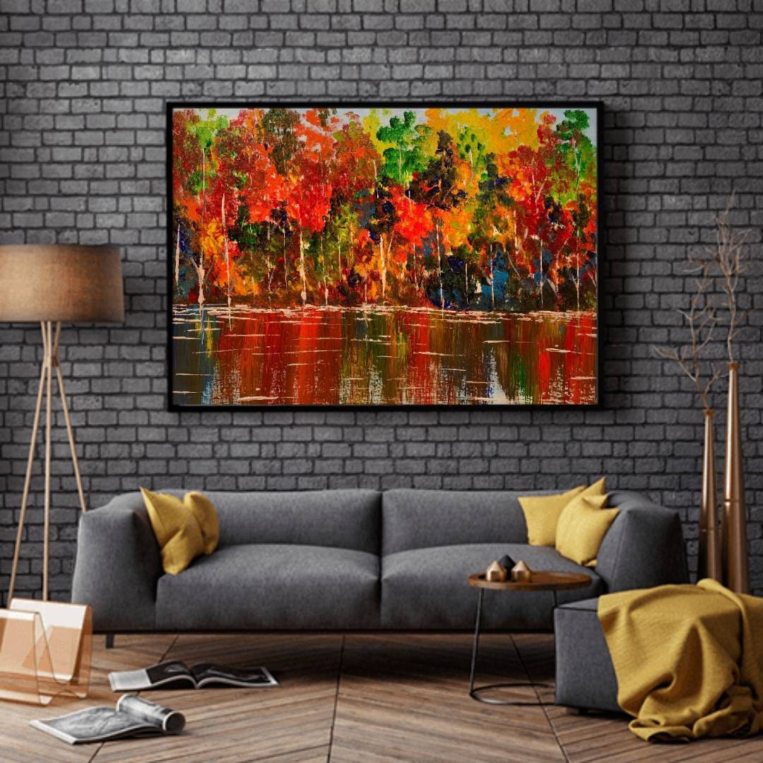 FALL LANDSCAPE PAINTING, Tree, Autumn, Modern,abstract, Original ...