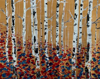 Red Tree Painting - Etsy