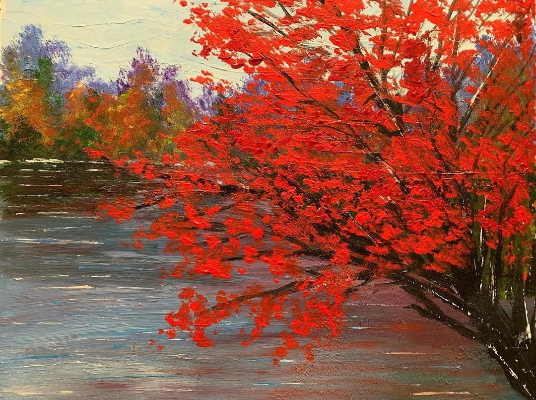 FALL LANDSCAPE PAINTING, Tree, Modern,abstract, Original, Painting on ...