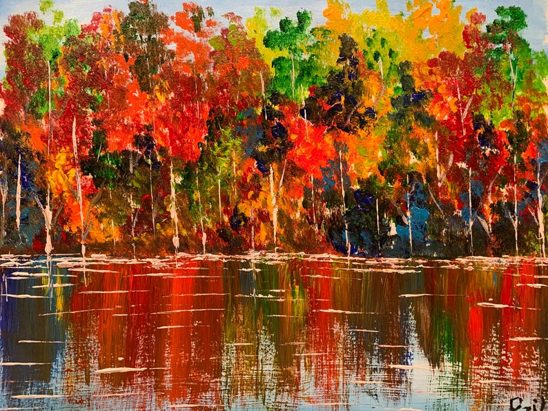 FALL LANDSCAPE PAINTING, Tree, Autumn, Modern,abstract, Original ...