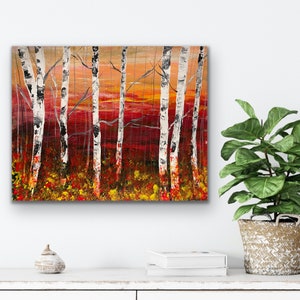BIRCH TREES Original Modern Colorful Painting On Canvas Large | Etsy