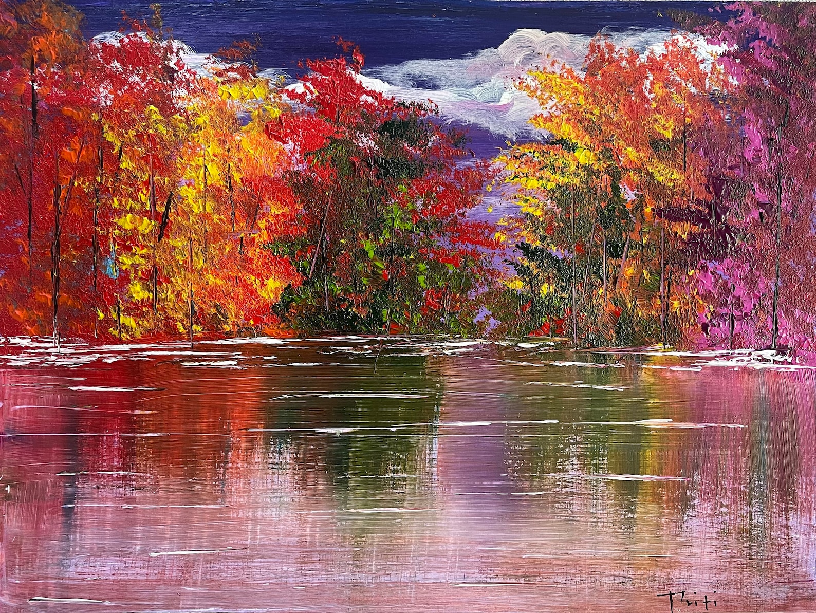 FALL LANDSCAPE PAINTING, Tree, Autumn, Modern,abstract, Original ...