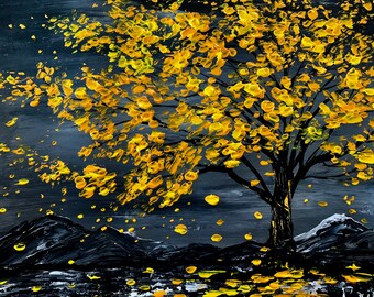 FALL LANDSCAPE PAINTING, Tree, Modern,abstract, Original, Painting on ...