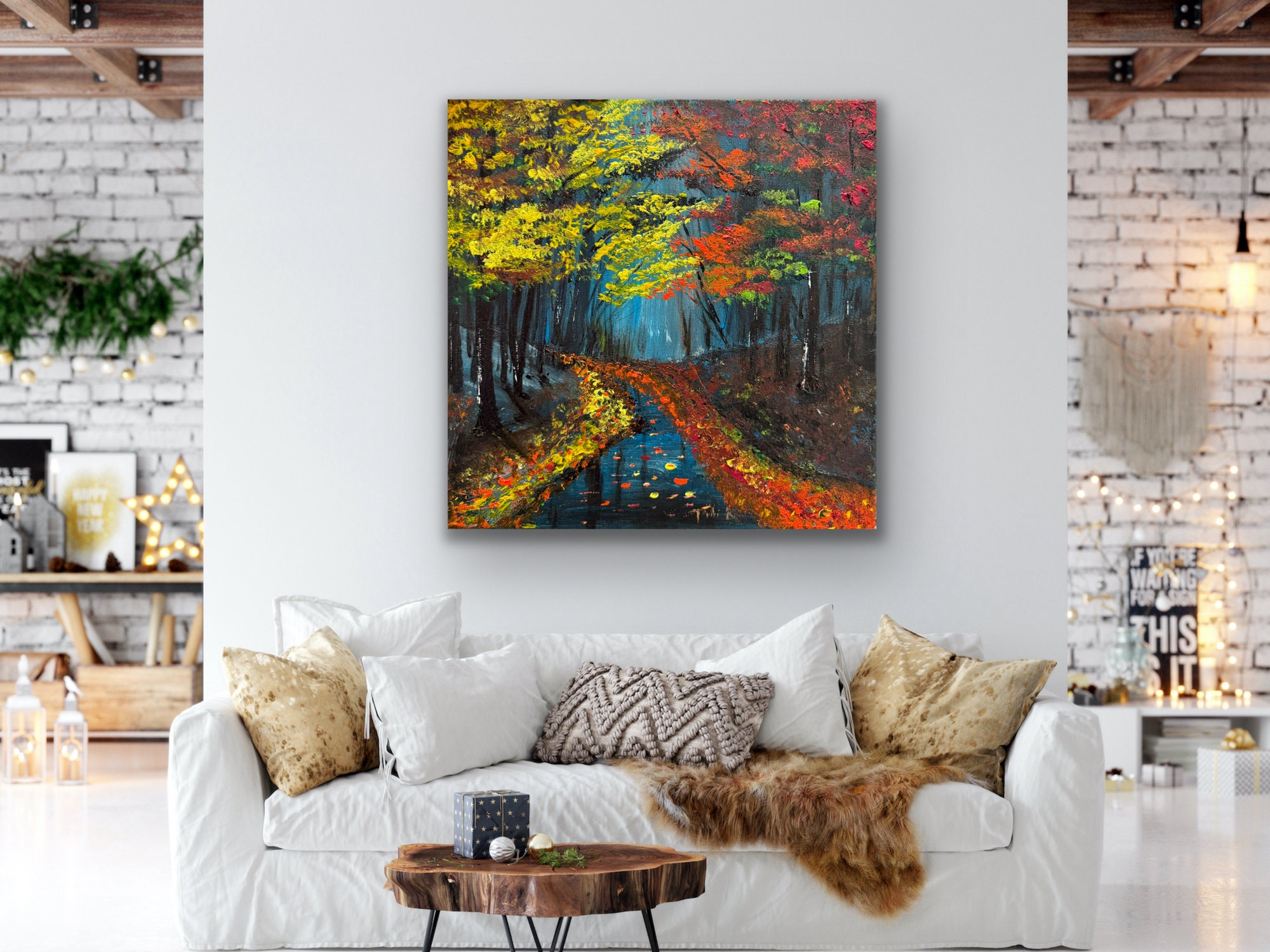 FALL LANDSCAPE PAINTING, Tree, Autumn, Modern,abstract, Original ...