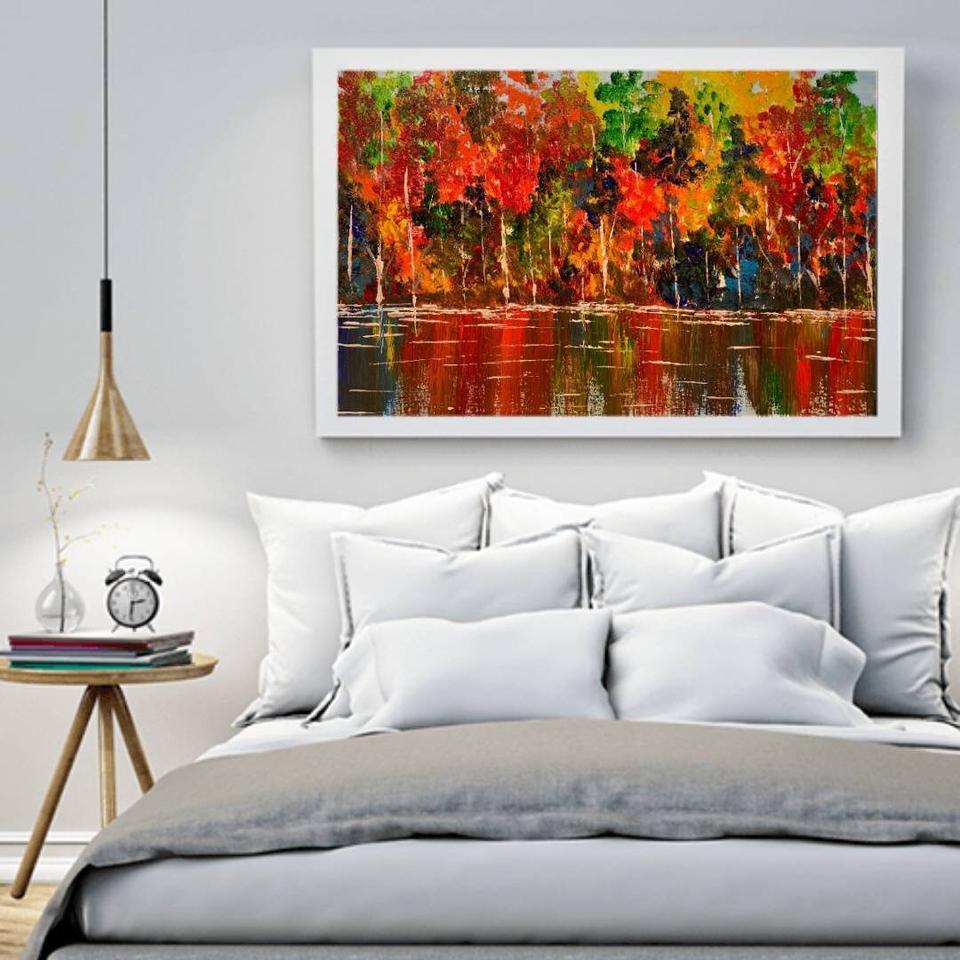 FALL LANDSCAPE PAINTING, Tree, Autumn, Modern,abstract, Original ...