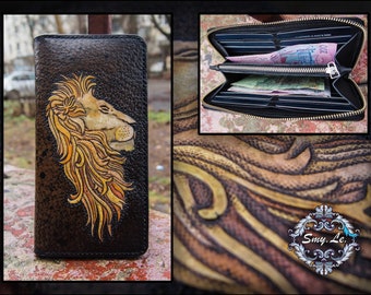 Leather Wallet Lion Men - Etsy