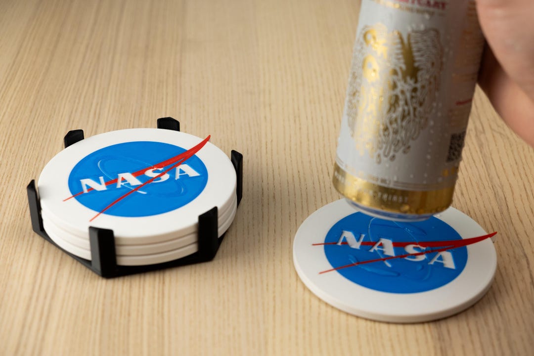 NASA Inspired Coaster Set of 4 With Holder PETG Material Space-themed ...