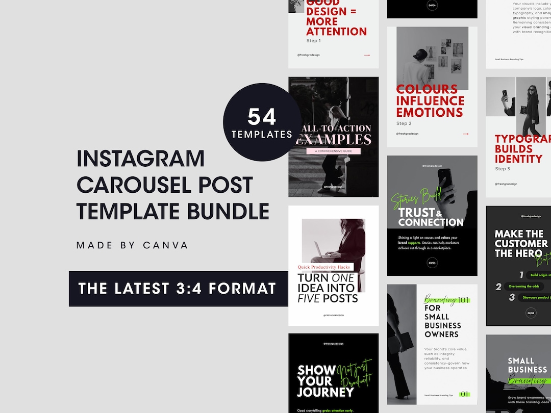 Magazine Style Instagram Carousel Templates, Canva Editable (54 Designs ...
