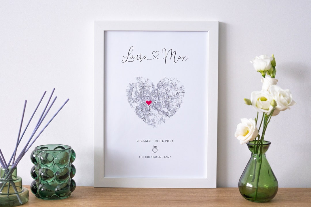 Engagement Gift | Engagement Print | Engagement Map Print | Couples ...