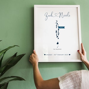 Engagement Gift | Engagement Print | Engagement Map Print | Couples ...