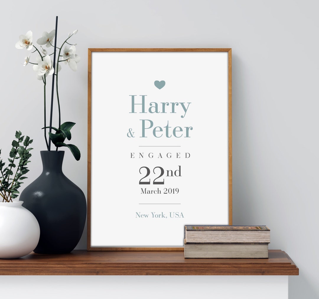 Personalised Engagement Print Personalised Wedding Print - Etsy