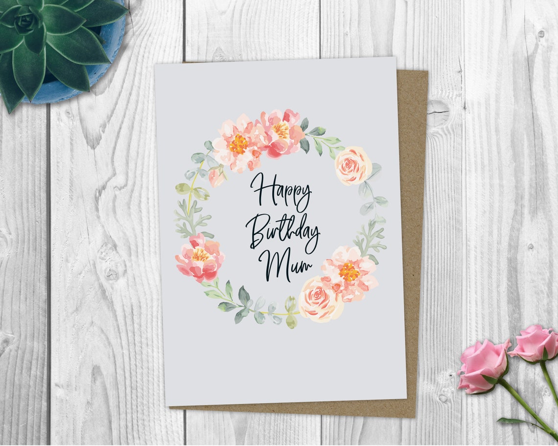 Happy Birthday Mum Card / Happy Birthday / Birthday Card Mum / | Etsy