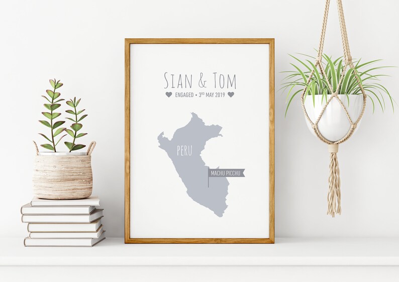 Personalised Map Engagement Map Print Special Occasion Map | Etsy