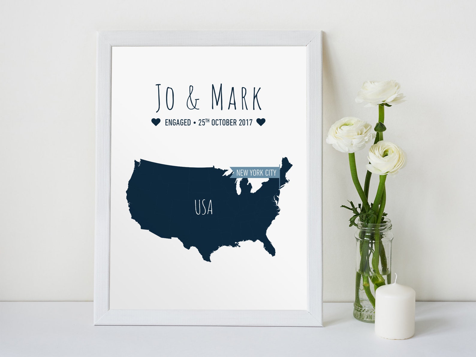 Personalised Map Engagement Map Print Special Occasion Map | Etsy