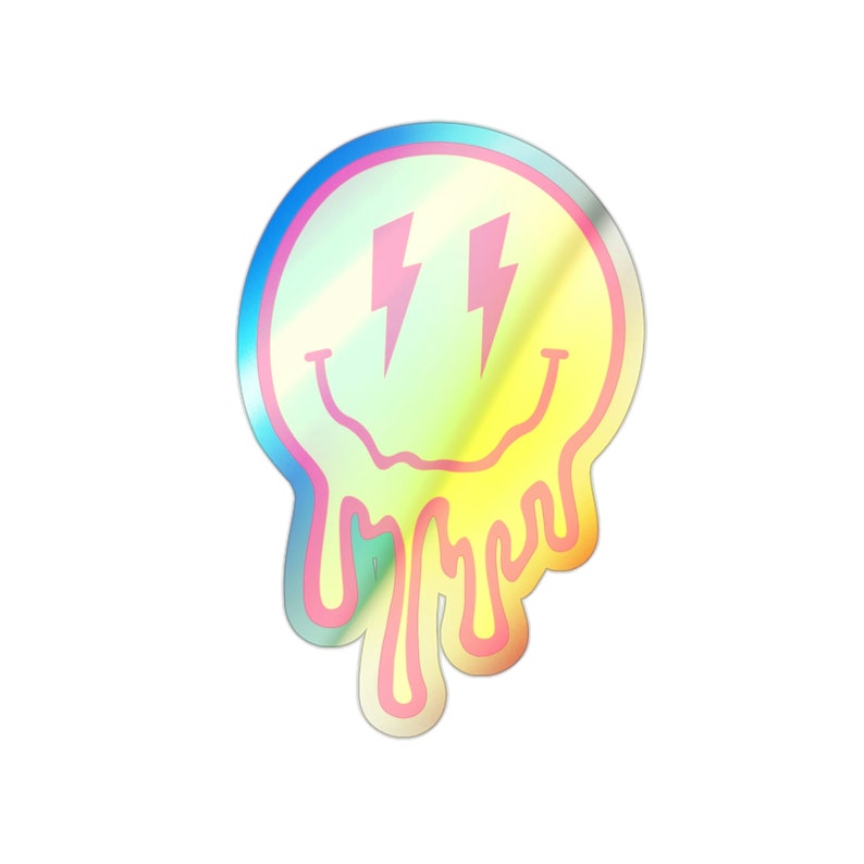 Holographic Sticker Drippy Smile Sticker - Etsy