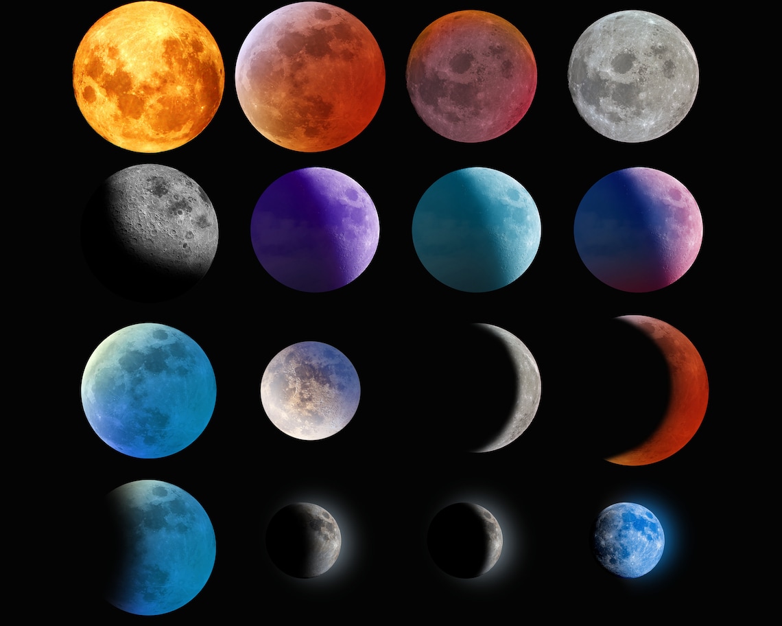 100 Moon PNG Overlays Crescent Moon Phases Red Moon Eclipse - Etsy UK